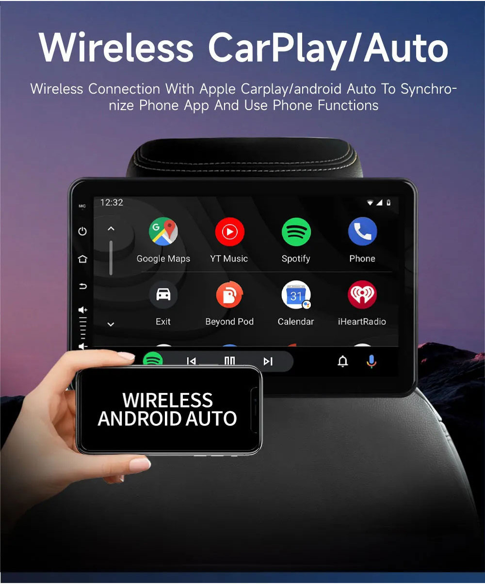 10inch 2+32G Android Car Headrest Monitor IPS 1280*720P Rear Seat Video ...