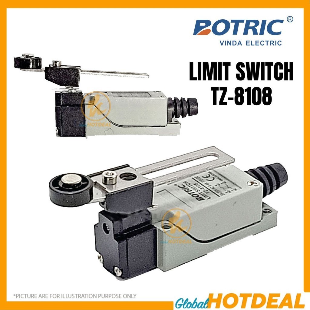 BOTRIC TZ-8108 Limit Switch 5A 250V AC Mini Limit Switch Rotary Adjustable Roller Lever Arm ...