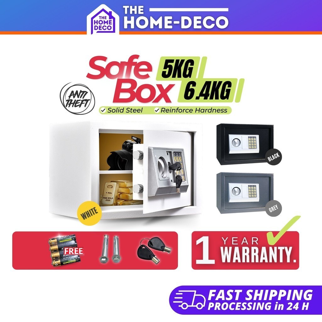 Mini Vault Safe Box 5KG / 6.4KG Safety Money Box 1 YEAR WARRANTY Strong Solid Metal Office Anti ...