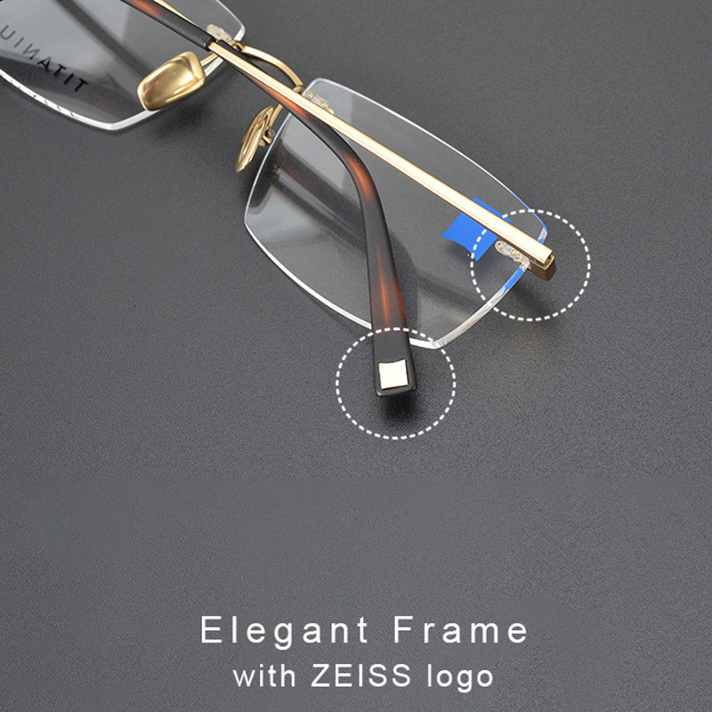 ZEISS ZS60003 Pure Titanium Glasses Frame Vogue Rim-less Frame Light ...