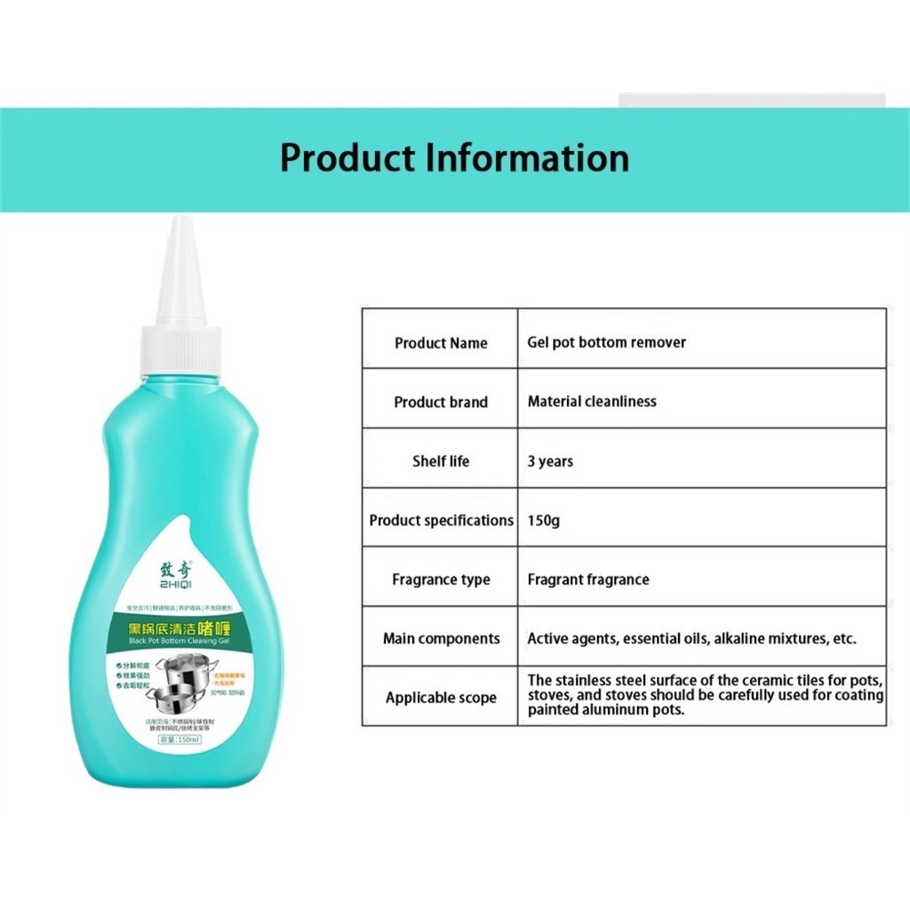 Zhiqi Black Pot Bottom Cleaning Gel Kitchen Cleaner Gel 150ml Pan ...