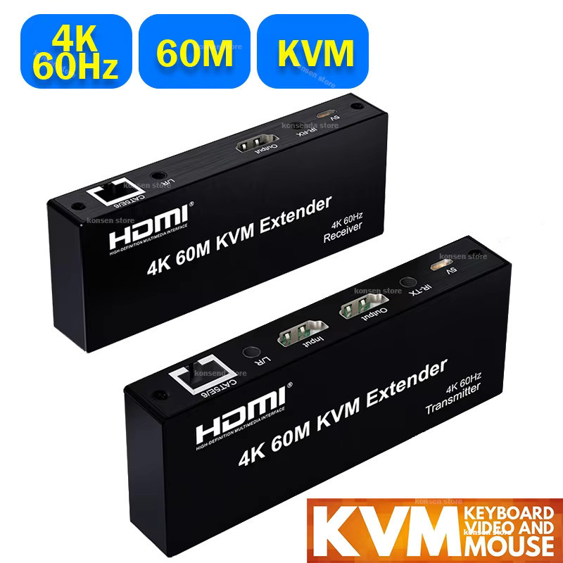 4K 60Hz HDMI KVM Extender over Rj45 Cat6 Cable 60M KVM Rj45 Ethernet ...