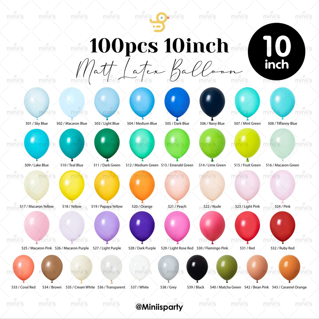 MINIIS PARTY 10 inch 100 pcs Event Belon Matte Latex Balloon Matt ...