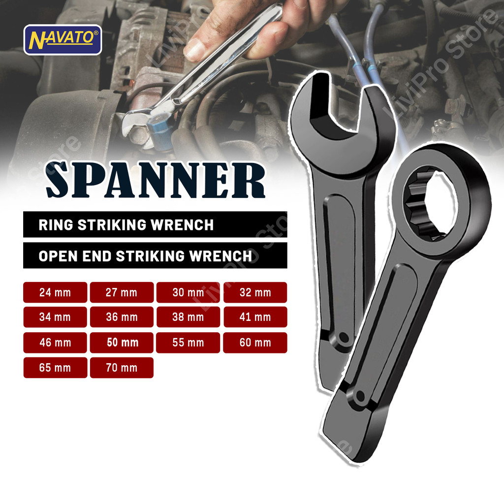 NAVATO Striking Wrench Spanner Tukul Ring Spanar Nut Ring Open End ...