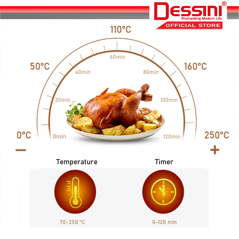 DESSINI ITALY 150L Electric Rotisserie Oven Convection Hot Air Fryer ...