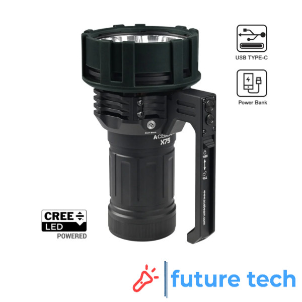 Acebeam X75 Brightest PD Power Bank LED Flashlight-6500k 80,000 Lumens ...