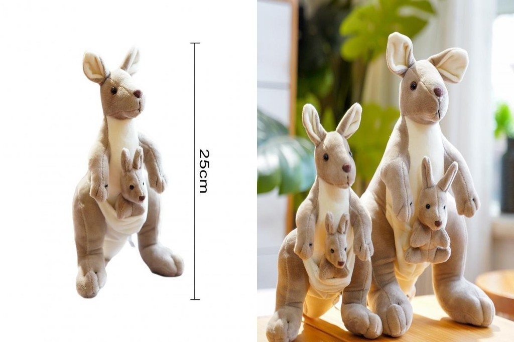 BF Mother and Baby Kangaroo Doll Simulated Kangaroo Toy Adorable ...