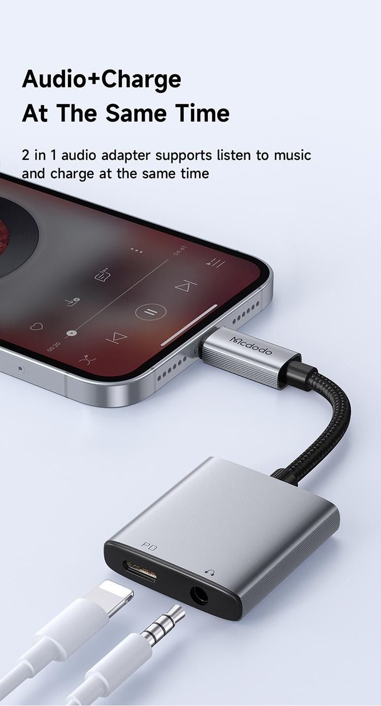 【1Yr Warranty】 MCDODO 2 in 1 L USB C DC3.5mm Audio Adapter Charging ...