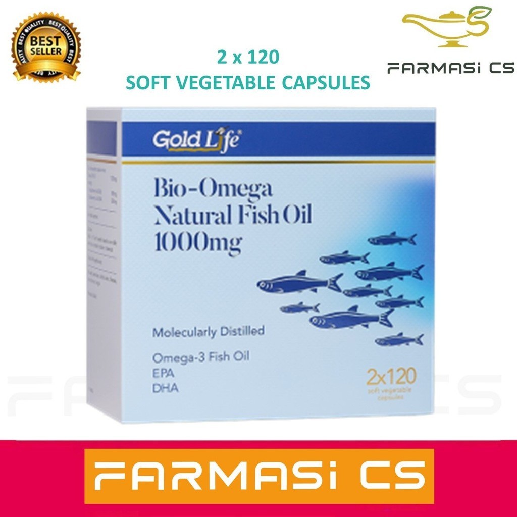 Gold Life Bio-Omega Natural Fish Oil 1000mg 120 Capsules x 2 Bottles ...