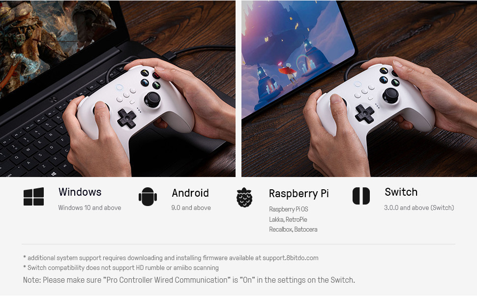 8BitDo Ultimate Wired Controller, USB Wired Controller for PC Windows 10, Android, Raspberry Pi ...