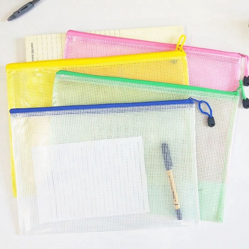 [10pcs]A4 Thickened Grid Transparent File Bag File Bag Zipper Bag Data ...