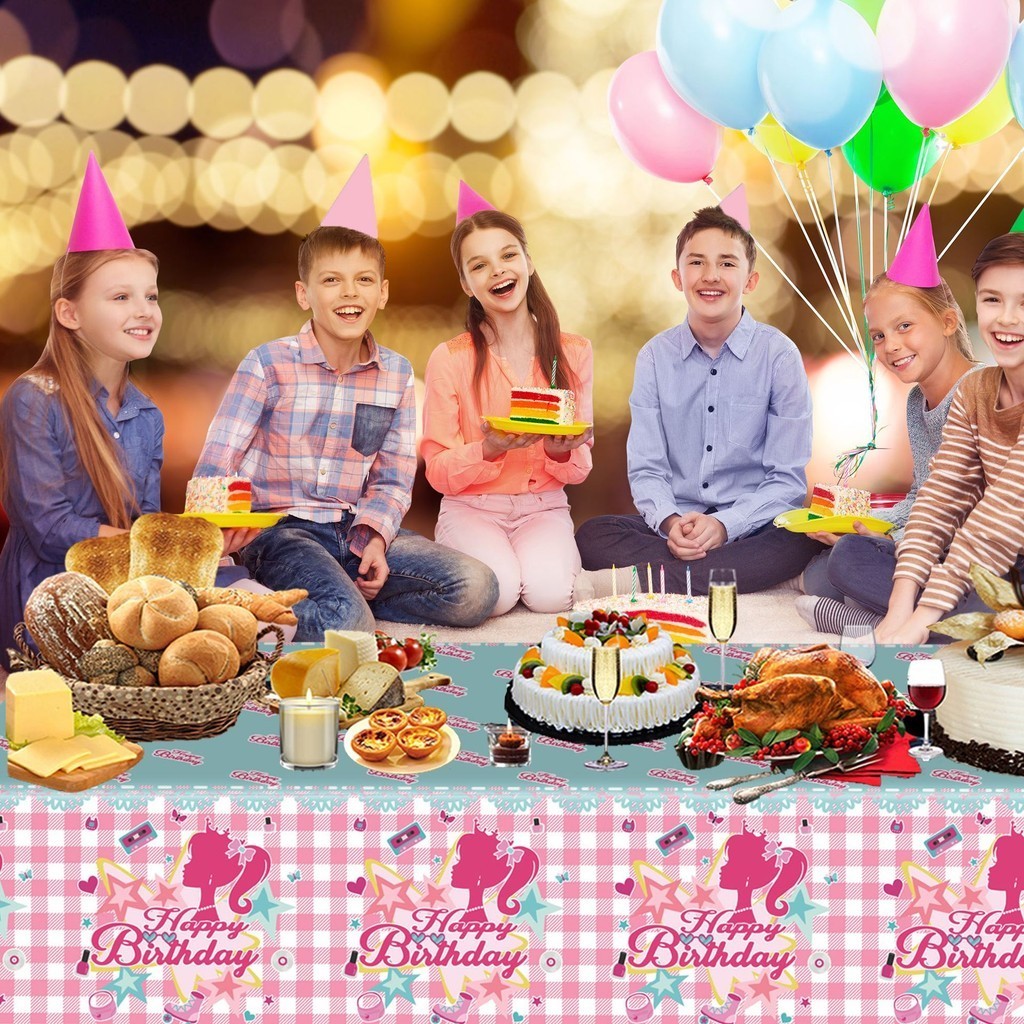 Pink Rose Barbie Theme Party Tablecloth Princess Wedding Birthday Party ...