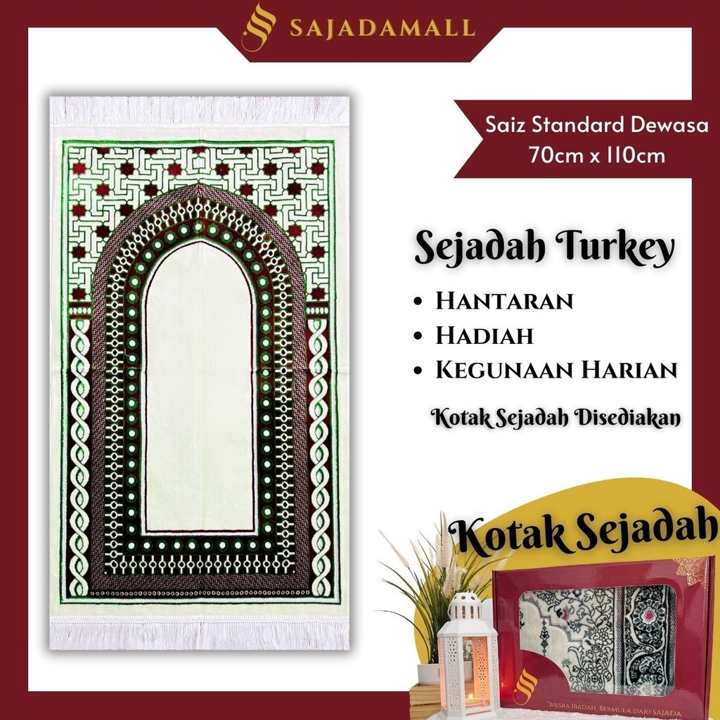 Sejadah Gebu Turki Putih Kotak Hantaran dan Hadiah Corak Abstrak Kaabah ...