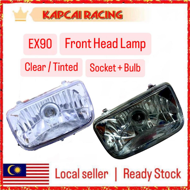 Front Head Lamp Clear White / Tinted Black Lampu Besar Depan Head Light Headlamp With Socket ...
