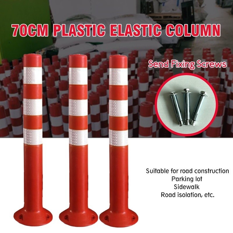 PU/PE Flexible Safety Warning Post Plastic Traffic Elastic Pole 75CM ...