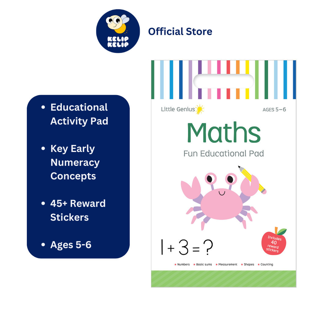 Little Genius Maths Fun Educational Book Pad With Stickers For Kids To ...