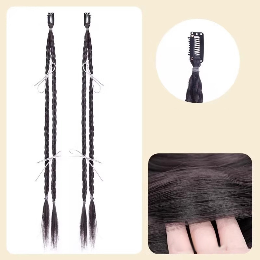 2PCS Y2k girl ponytail wig Hair extensions wig Bow hair clip Weaving ...
