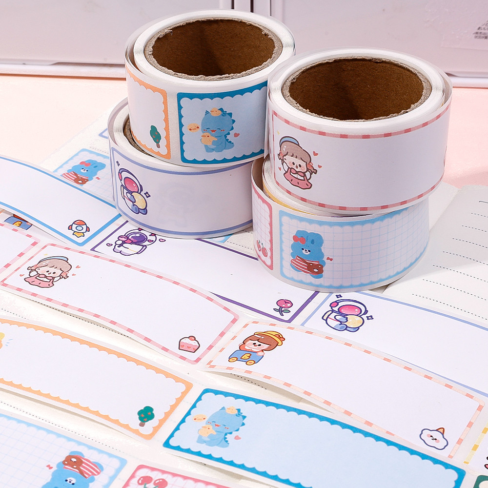 Multi-Functional Self-adhesive Name Stickers Cartoon Animals Washi Tape ...