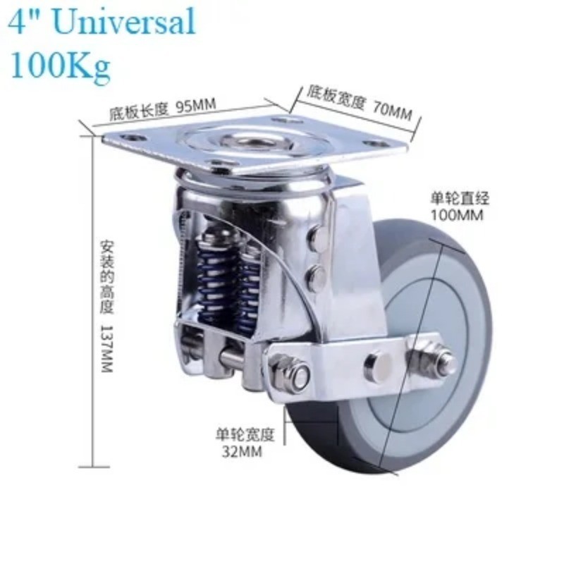 Heavy Duty 3" 4" 5" Dual Springs Caster Castor Rotating Swivel Spring ...