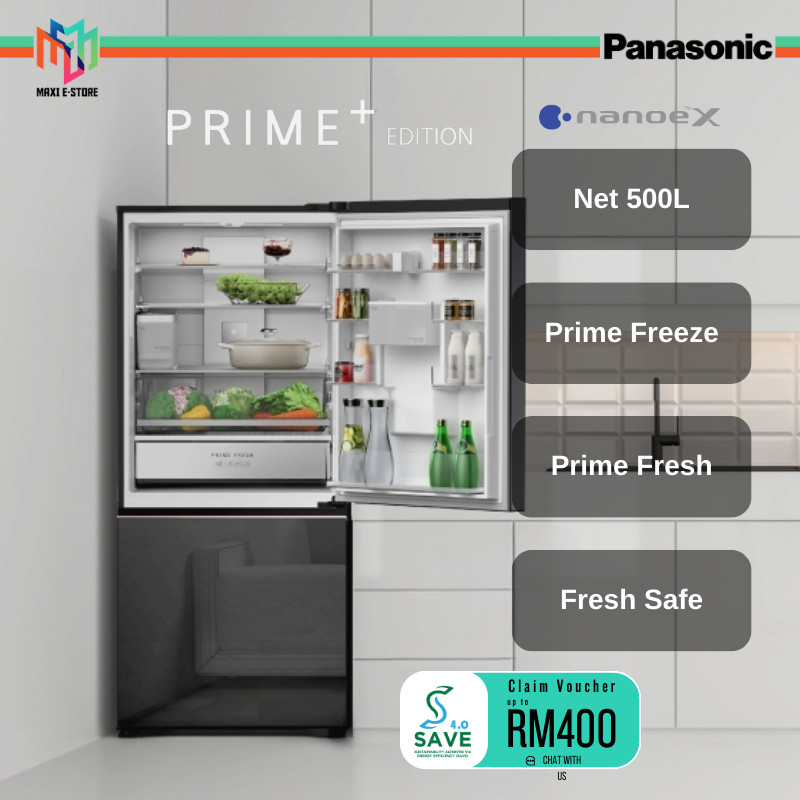 Panasonic NR-BW530XMMM 2-Door Refrigerator 500L Prime+ Edition Premium ...