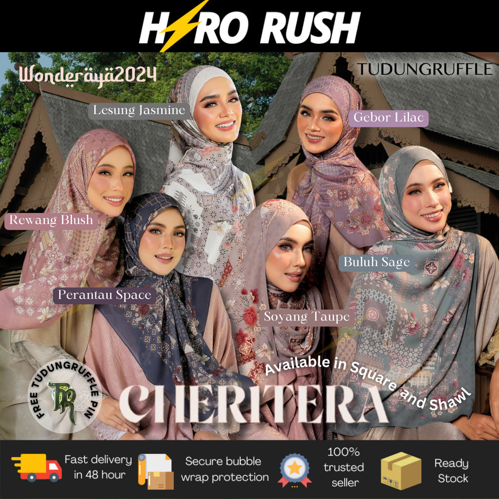 [ TR CHERITERA ] Tudung Bawal Premium Cotton Voile by Tudung Ruffle + Free Exclusive Pouch Bag ...