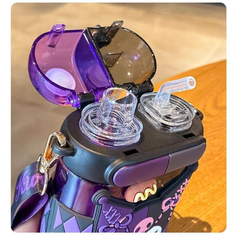 520ML/640ML Double Drinking Water bottle Kettle With Straw Botol Air Melody Kuromi Pacha Dog for ...