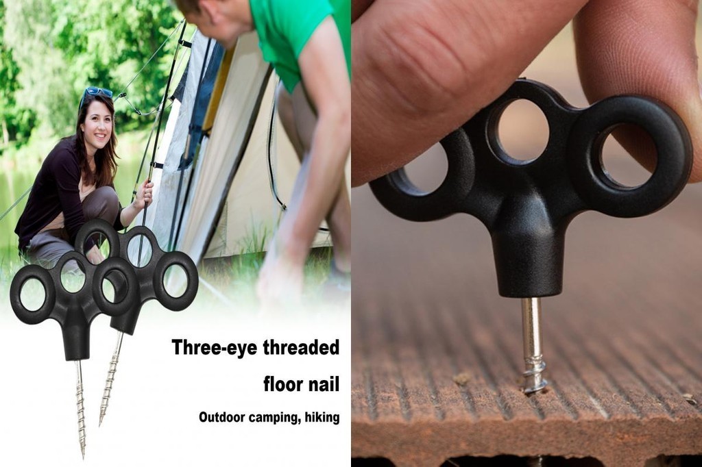 BUR_ Threaded Design Ground Nails Three Eye Threaded Floor Nails ...