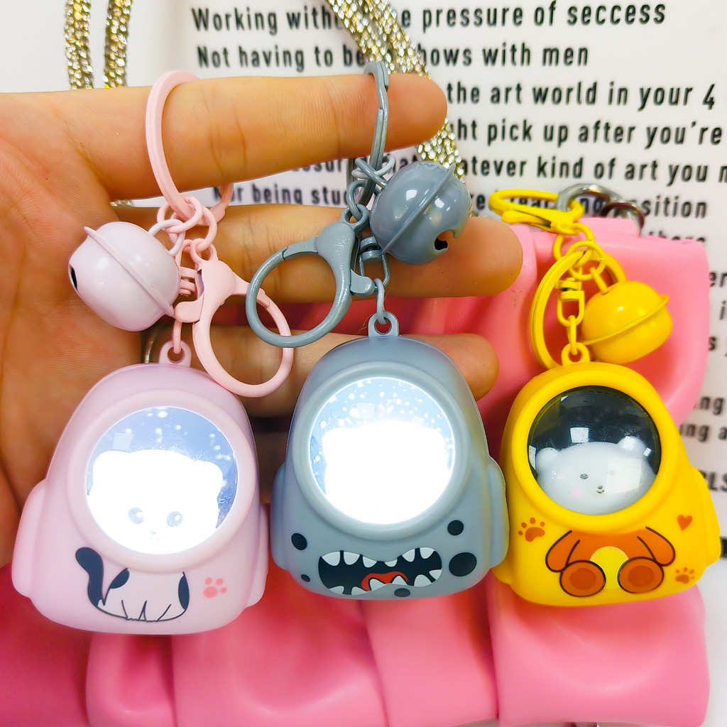 Mini Caotoon Keychain Flashlight Cute Bear Cat Bag Small Night Light ...