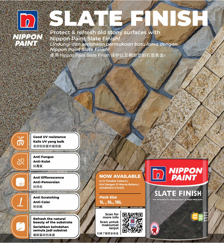 15L Nippon Paint Slate Finish (Gloss / Satin) | Shopee Malaysia