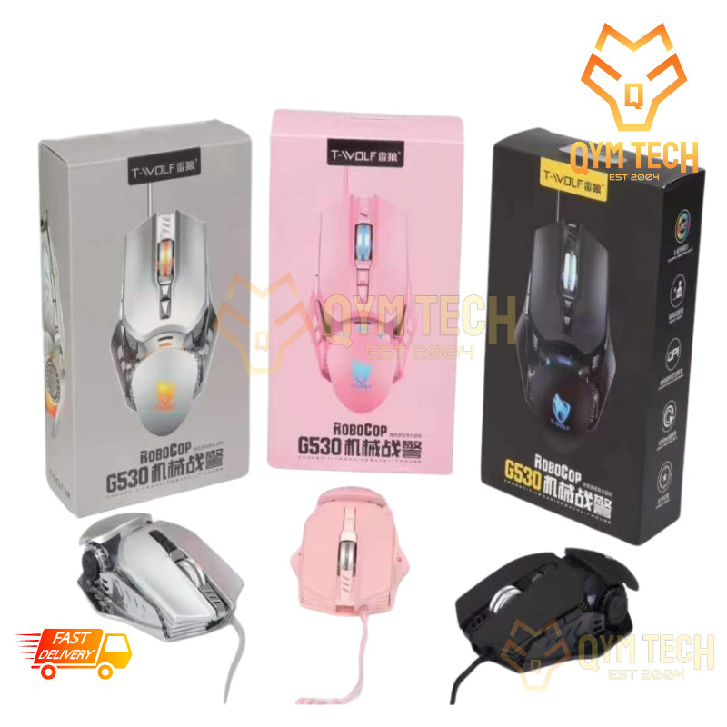T-Wolf G530 Robocop 6400DPI Wired Gaming Mouse | Shopee Malaysia