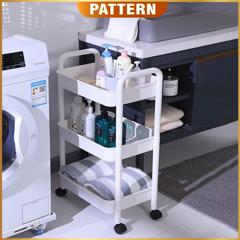 PATTERN Trolley Rack Storage 3 Tier Trolley Kitchen Rack With Wheel ...