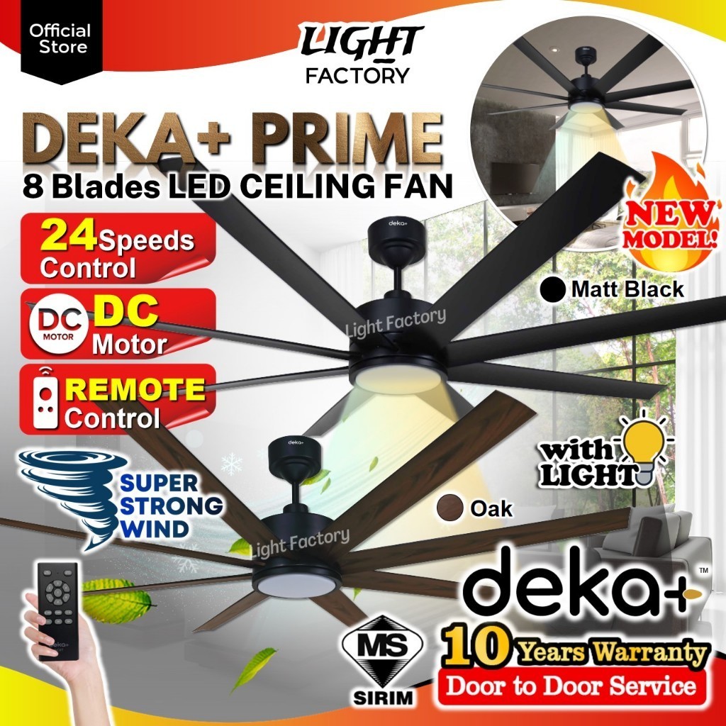🔥NEW🔥DEKA+ PRIME 65'' 8 Blades DC Motor Ceiling Fan 24 Speeds with ...