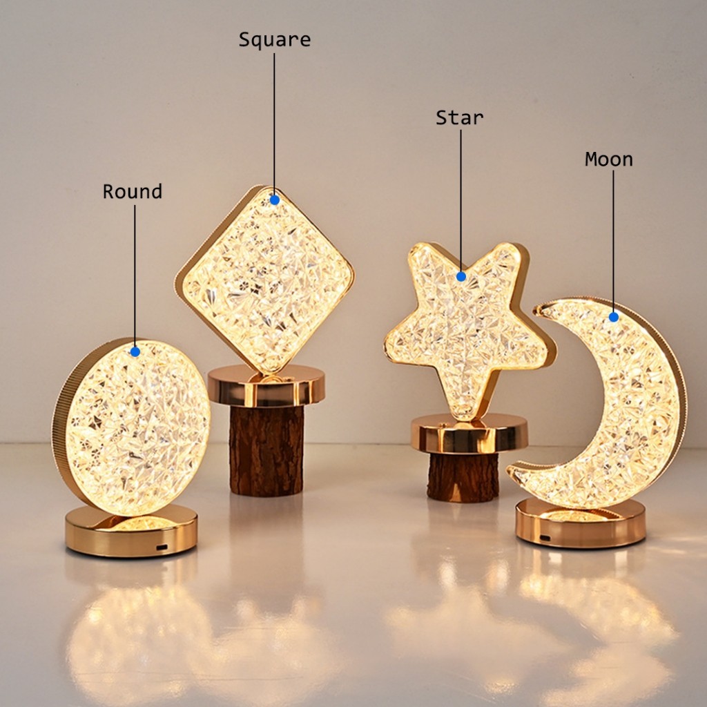 Wireless Crystal Table Lamp Lampu Viral Meja Lampu Tidur LED Lampu Hall ...
