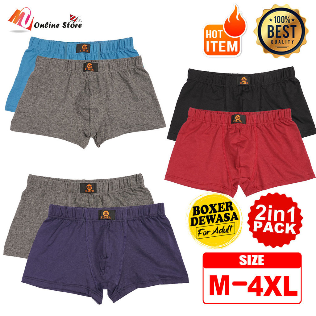 MU SELUAR DALAM LELAKI DEWASA/ MEN BOXER / SELUAR DALAM 2 HELAI/ SPENDER LELAKI DEWASA/ BOXER ...