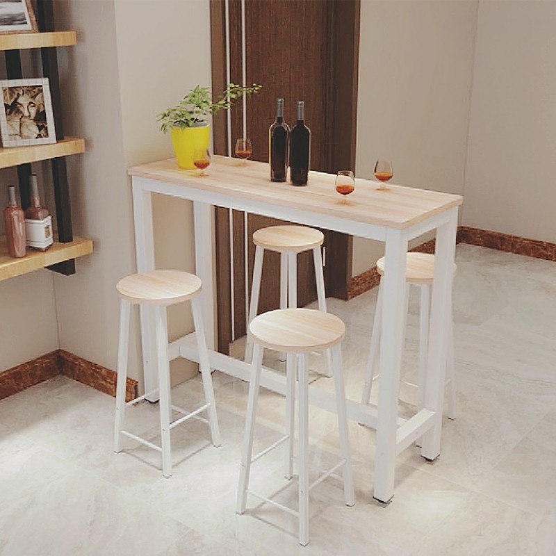【i.Rumah】 Nordic Marble Simple Wooden Bar Table with Steel Frame & 2 ...