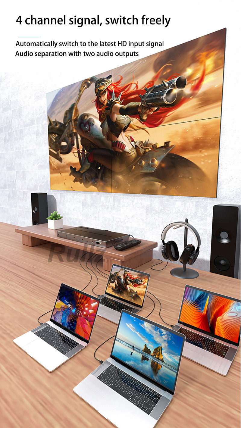Auto Switching 4K 4x4 HDMI Video Wall Controller 2x2 Multi Screen ...