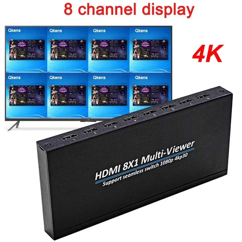 4K HDMI Multiviewer 8x1 1080p Quad Screen Multi Viewer 8 Image Display ...