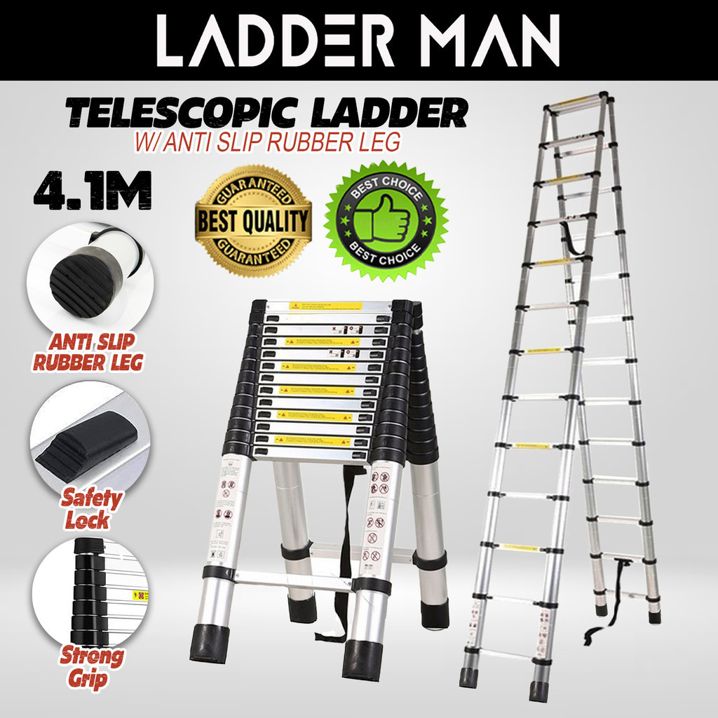 4.1M Aluminium Double Sided Telescopic Ladder Extendable Aluminium ...