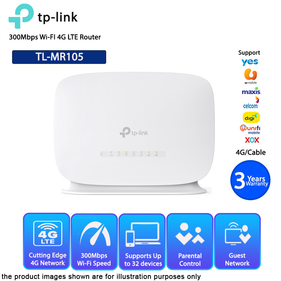 TP-LINK TL-MR105 300Mbps Wi-FI 4G LTE Router - Maxis Digi Celcom ...