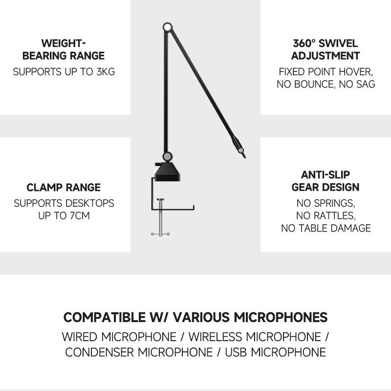 GOCHANMI mic stand cantilever bracket universal live mic cantilever ...