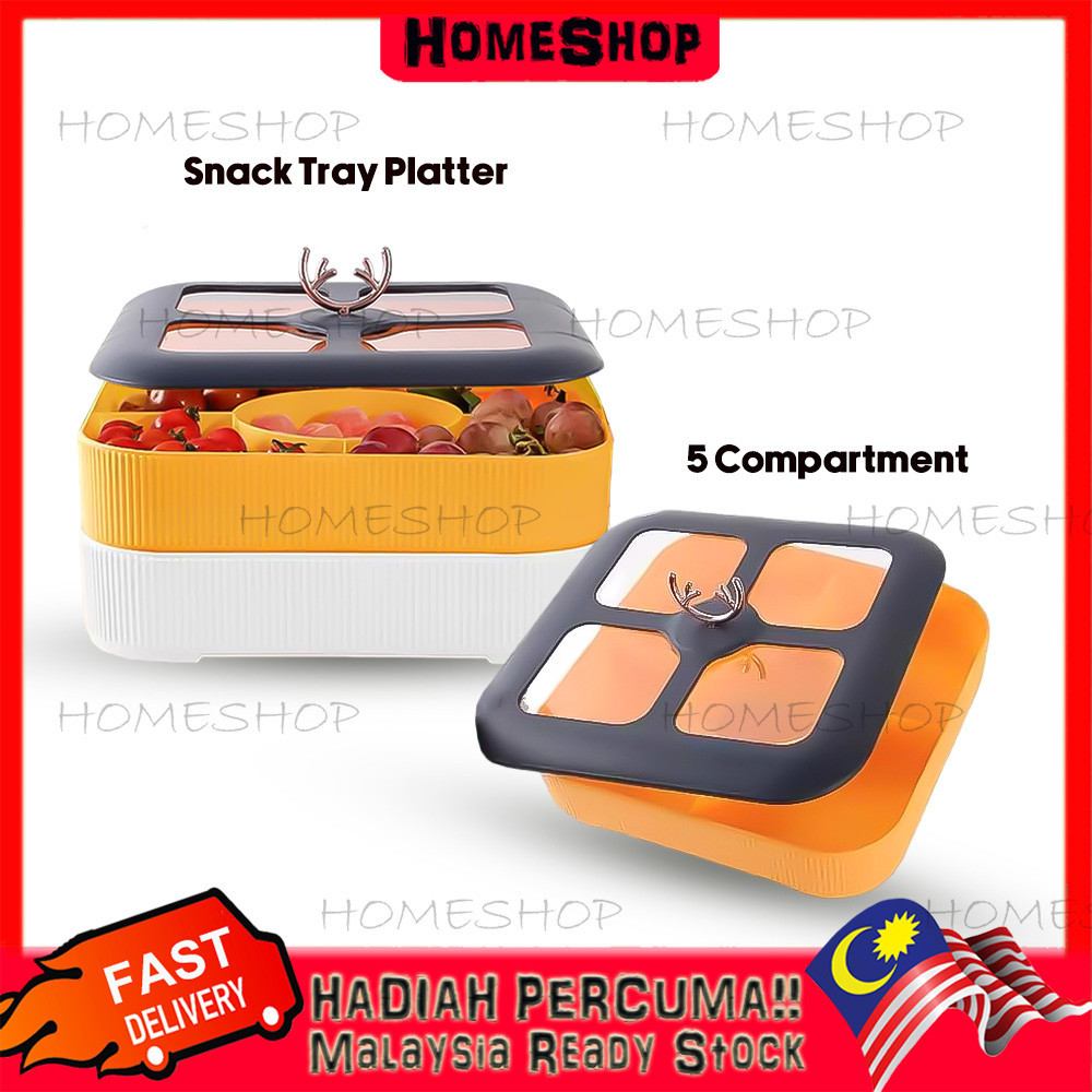 HomeShop Snack Tray Platter with Clear Window, Charcuterie Container ...