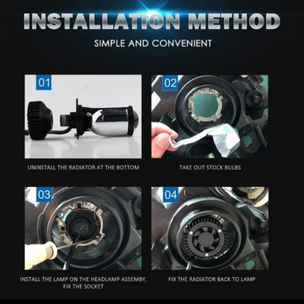 2pcs Y6D Car LED H4 Car Headlight MINI Dual Lens Projector Car ...