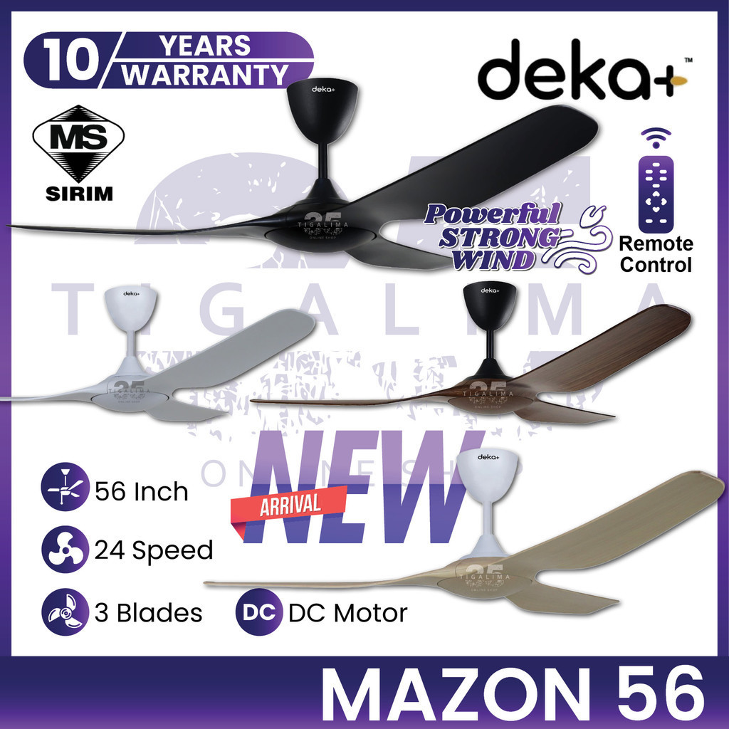 🔥NEW🔥DEKA Fan DEKA+ MAZON 56Inch 3 Blades 24 Speeds +Reverse Mode ...