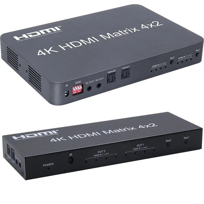 4K HDMI Matrix 4X2 Video Switch Splitter Converter 2x2 with Optical ...
