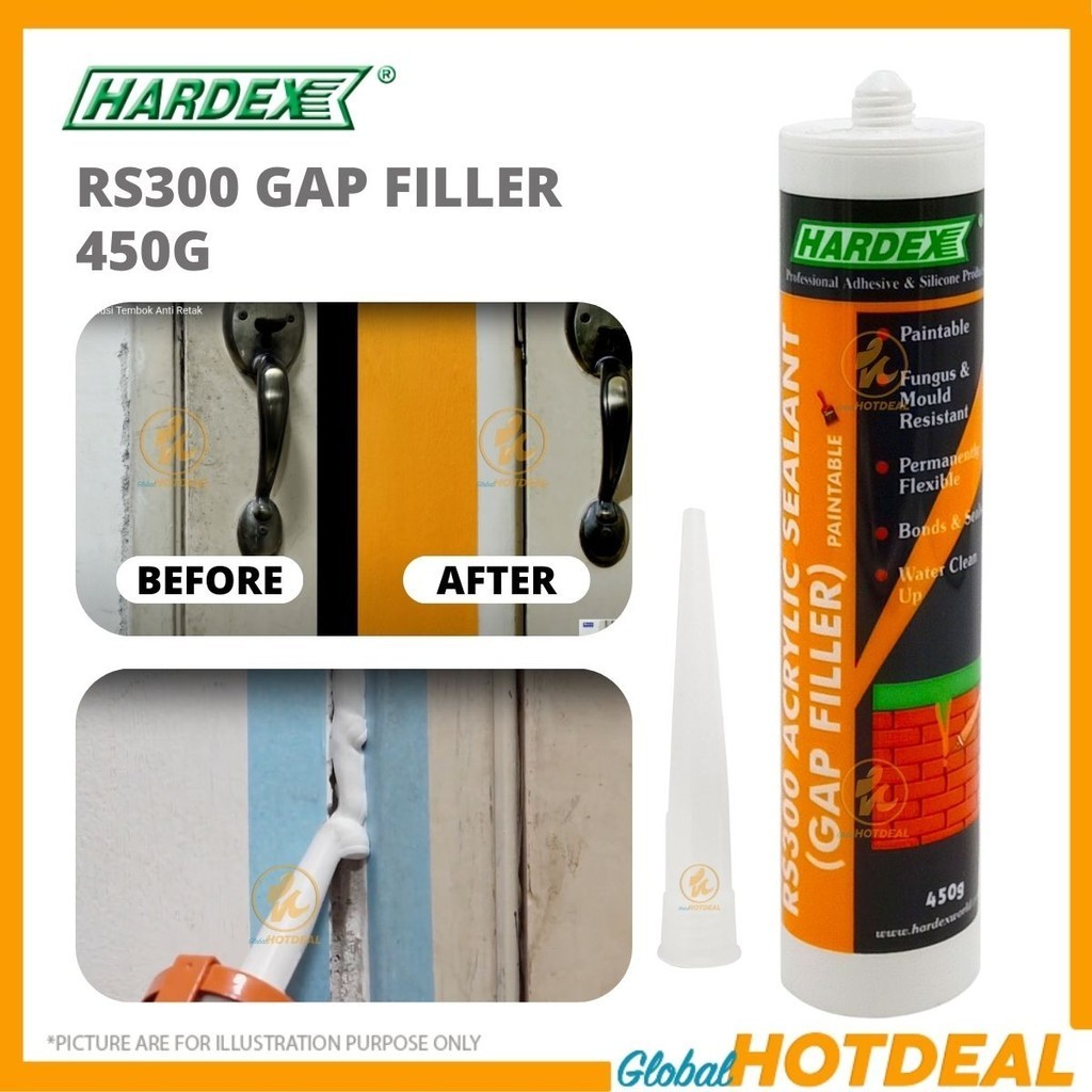 HARDEX RS300 Arcylic Sealant Gap Filler 450g Wall White Flexible Acrylic Gap Sealant Retak ...