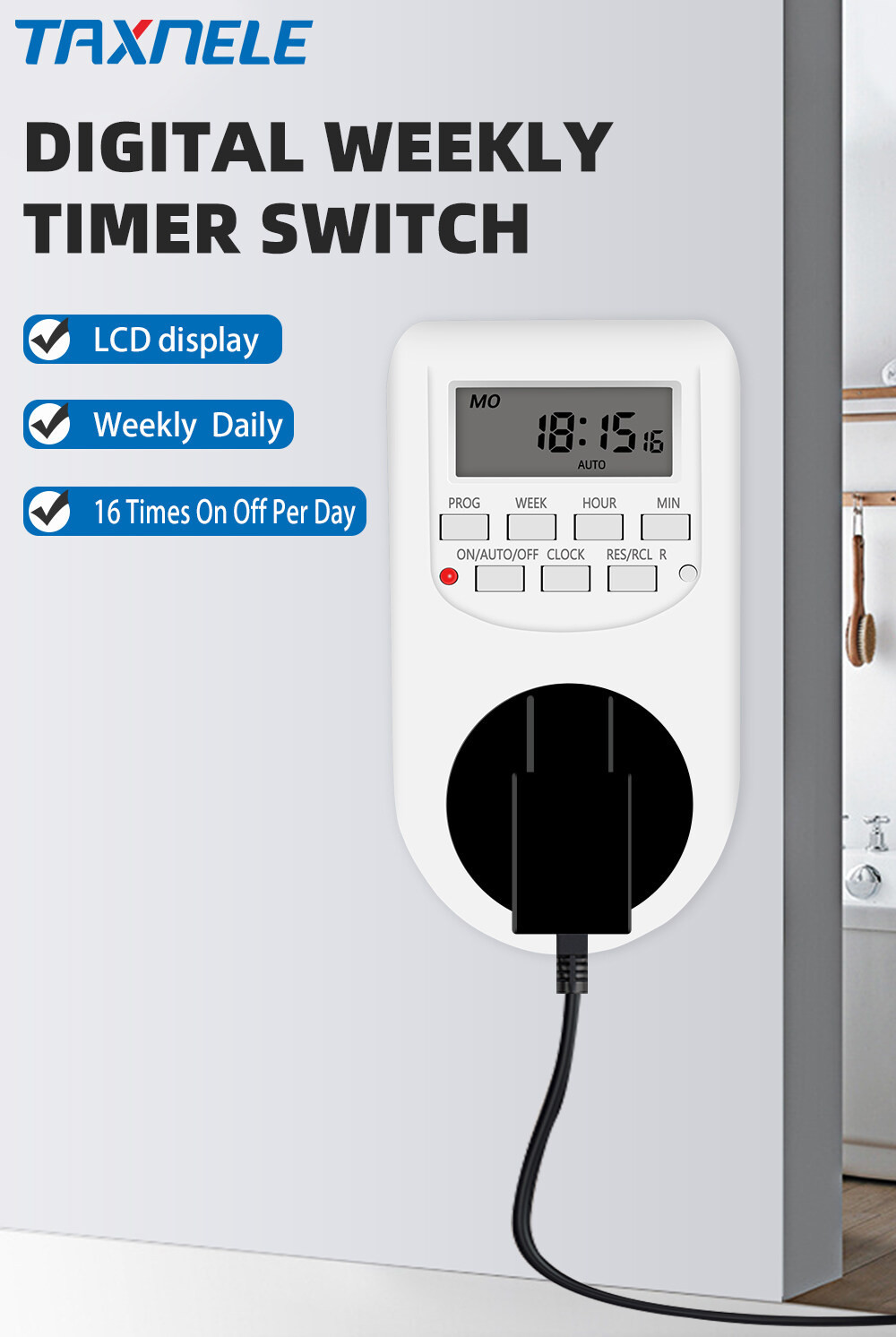 AL-06 Digital Timer Switch Universal UK EU US Socket Weekly Programmable Electronic Time Switch ...