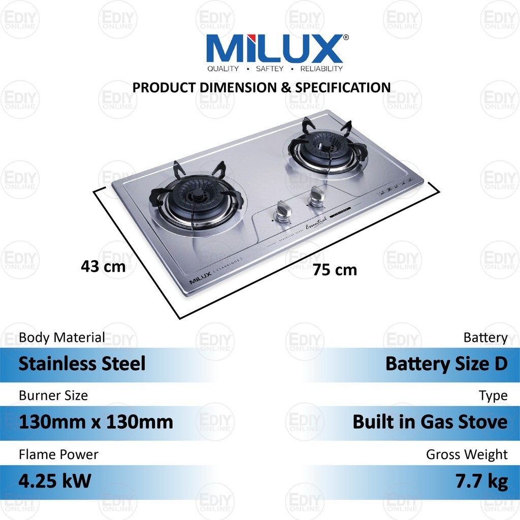 【NEW】 Milux MGH-S634M STAINLESS STEEL SURFACE COOKER HOB STOVE DAPUR ...