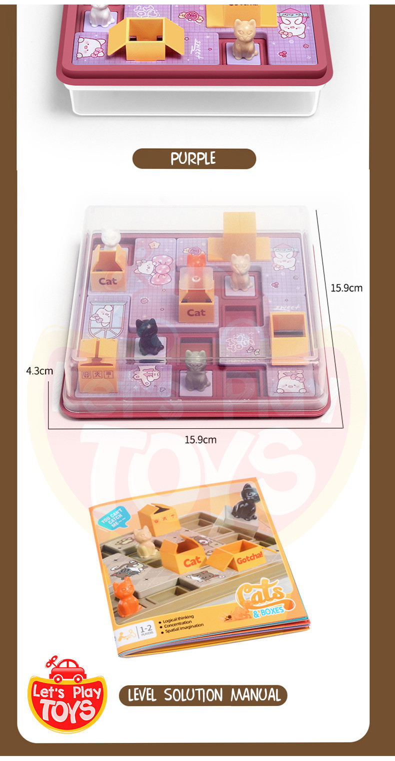 Cats & Boxes Travel Puzzle Game Smart Games with Solution IQ Training Early Education Toys ...