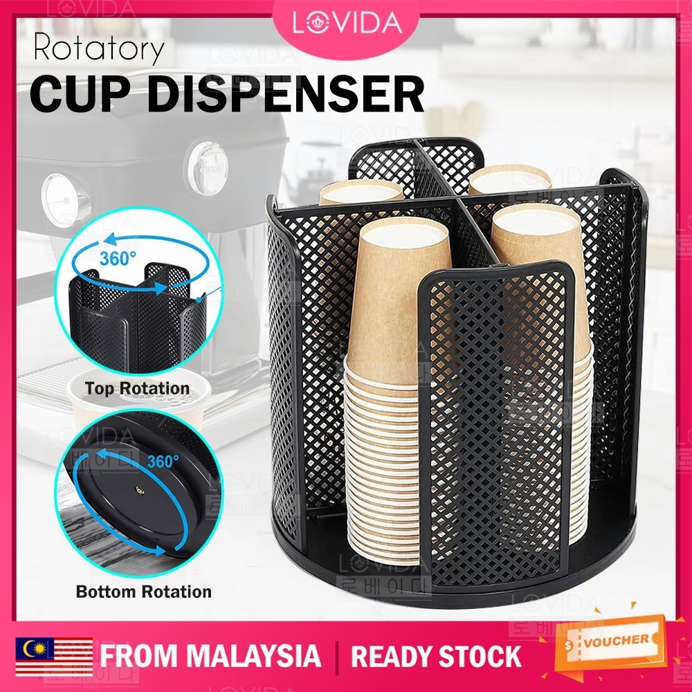 LOVIDA Multifunctional 360° Rotatable 4 Compartment Cups Lids Holder ...