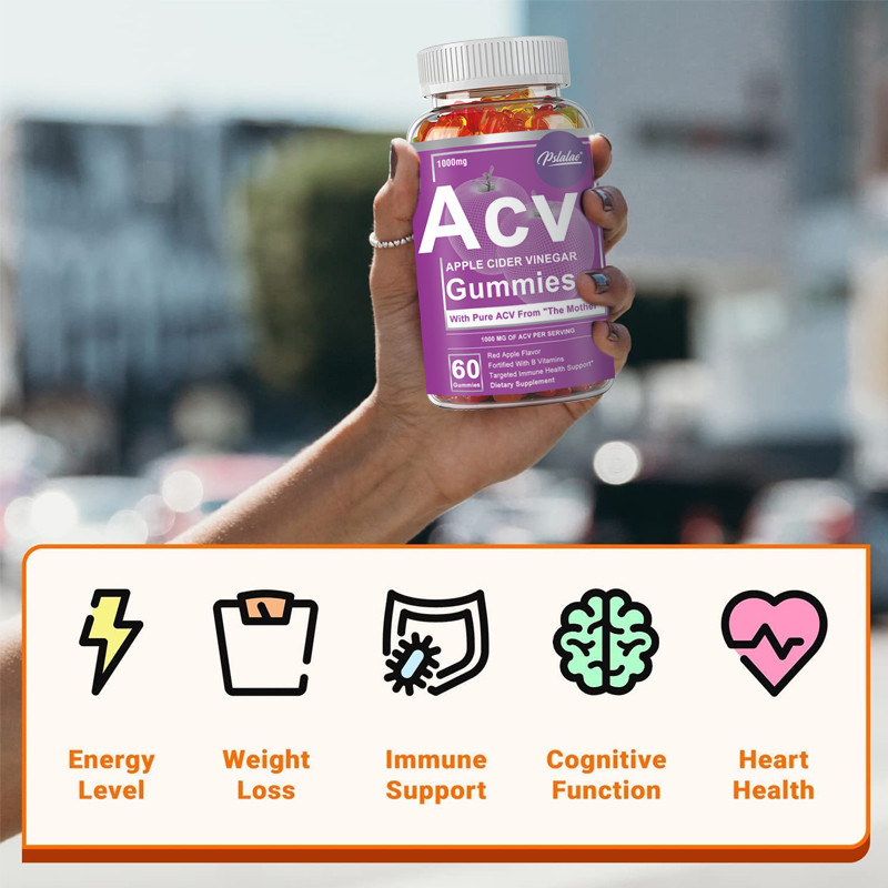 Apple Cider Vinegar Gummies - With Folic Acid and Vitamins B6 & B12 ...